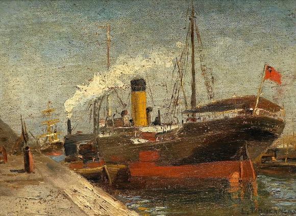 Louis Timmermans: paintings (o/c) 'harbour view' (h24x33cm)_Louis ...